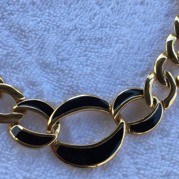 Napier | Jewelry | Vintage Napier Black Enamel And Gold Necklace | Poshmark